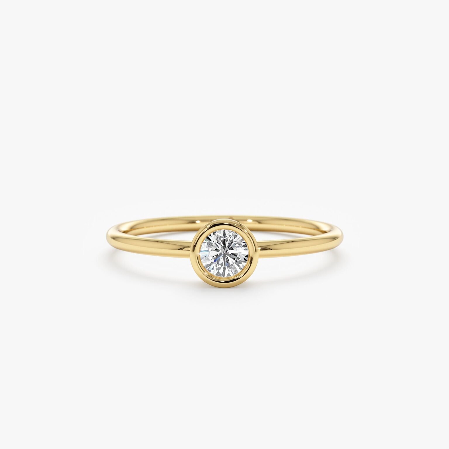 14K Solid Gold Solitaire Natural Diamond Engagement Ring